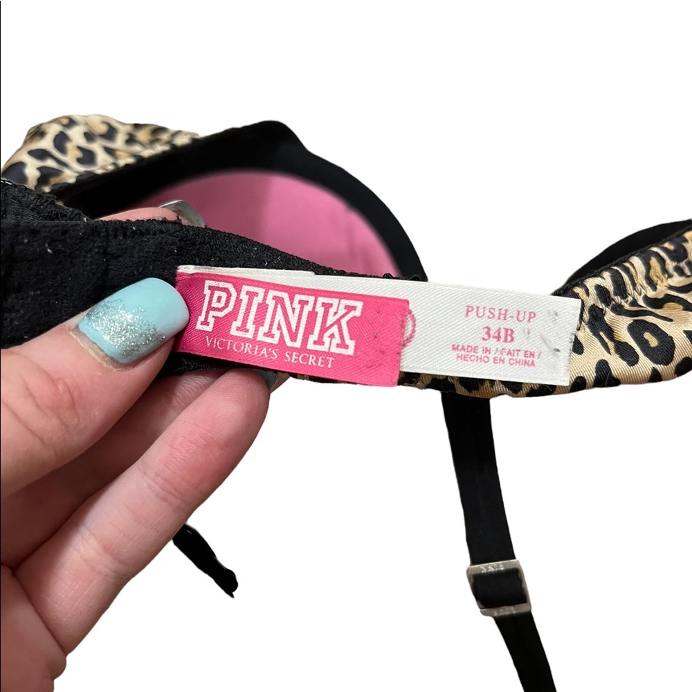 Pink By Vs Cheetah Print Push Up Bra Gem